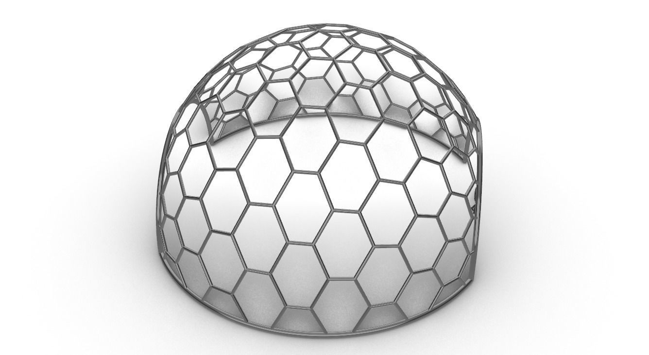 Hexagonal Dome structure Geodesic Like Wireframe Design V2 3D model ...