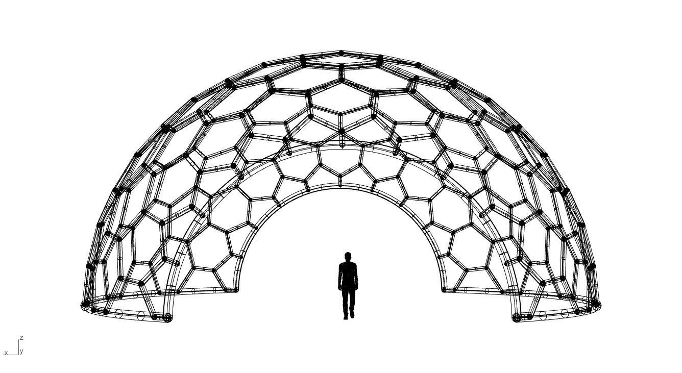 Hexagonal Dome structure Geodesic Like Wireframe Design V2 3D model ...