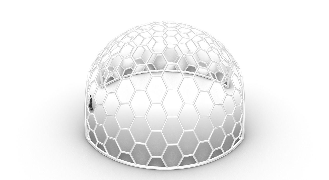 Hexagonal Dome structure Geodesic Like Wireframe Design V3 3D model ...