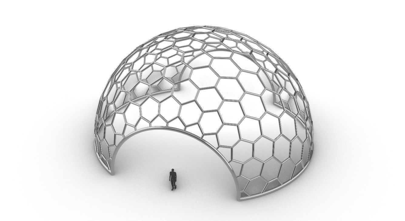 Hexagonal Dome structure Geodesic Like Wireframe Design V3 3D model ...