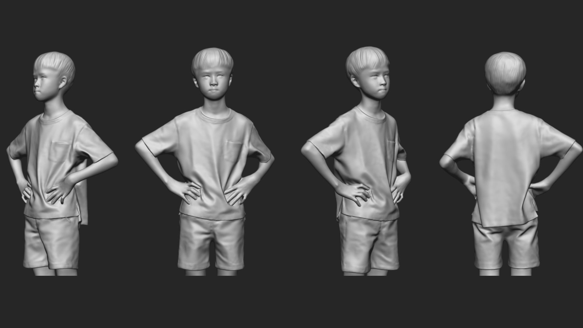 A Cool Boy In Akimbo Posture In Half Body Portrait 3D model | CGTrader