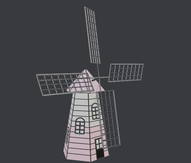 3D model Cartoon Pink Windmill VR / AR / low-poly | CGTrader