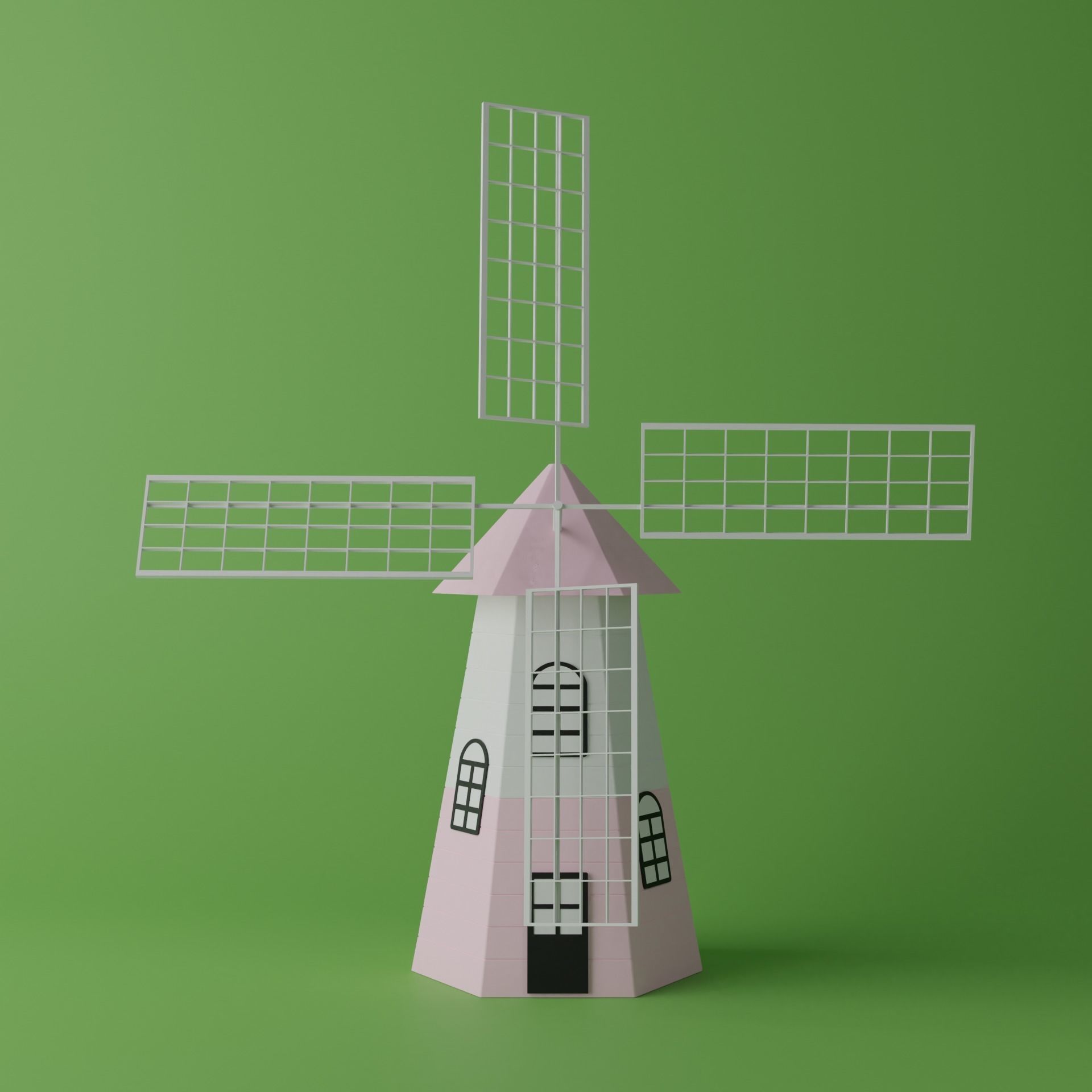 3D model Cartoon Pink Windmill VR / AR / low-poly | CGTrader
