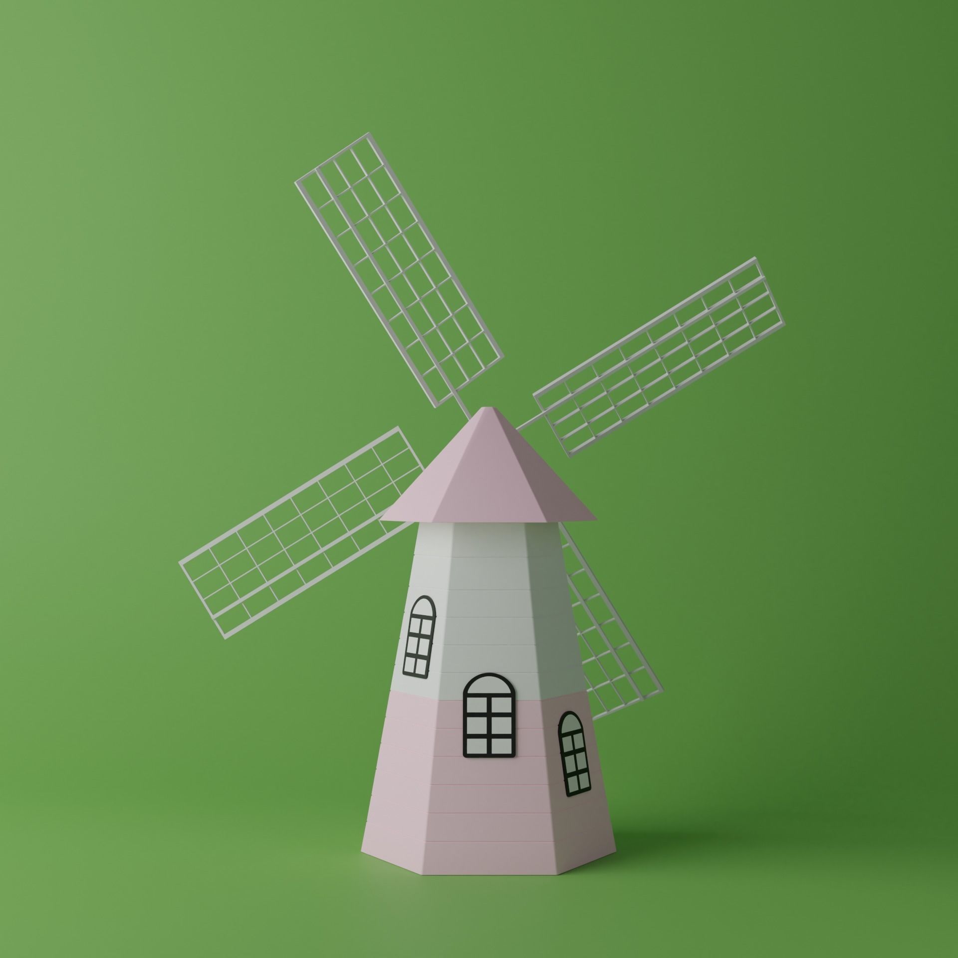 3D model Cartoon Pink Windmill VR / AR / low-poly | CGTrader