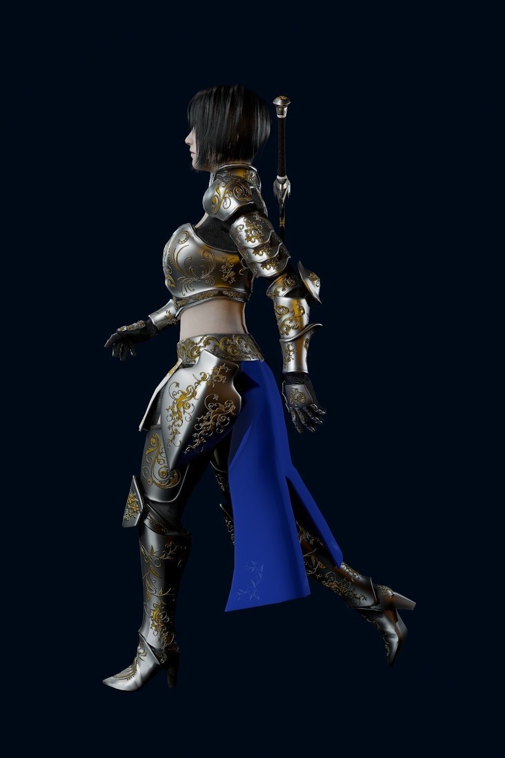 3D model Female Knight Character Low-poly 3D model VR / AR / low-poly ...