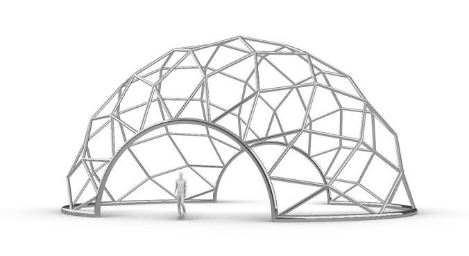 Diagonal Wireframe Dome Architectural Stand Alone Structure v1 3D model ...