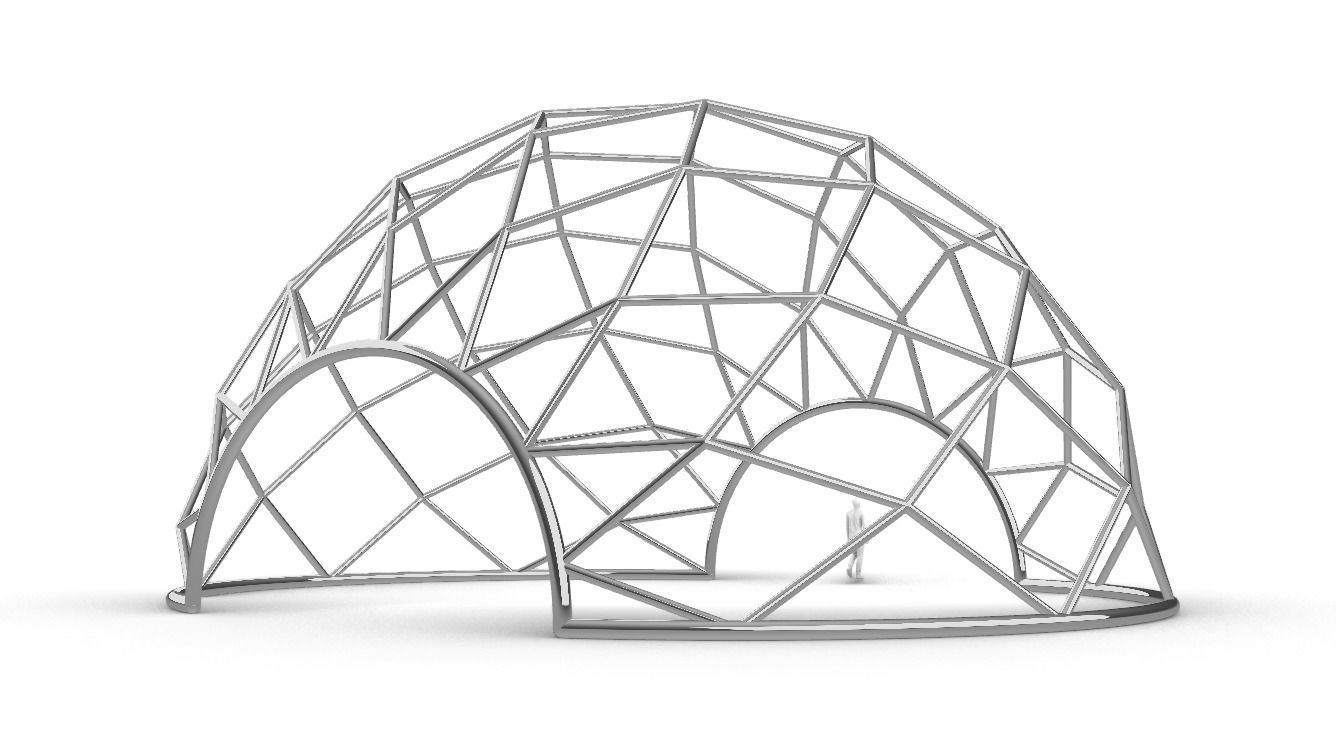 Diagonal Wireframe Dome Architectural Stand Alone Structure v1 3D model ...