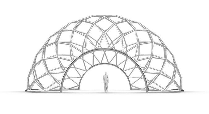 Diagonal Wireframe Dome Architectural Stand Alone Structure v2 3D model ...