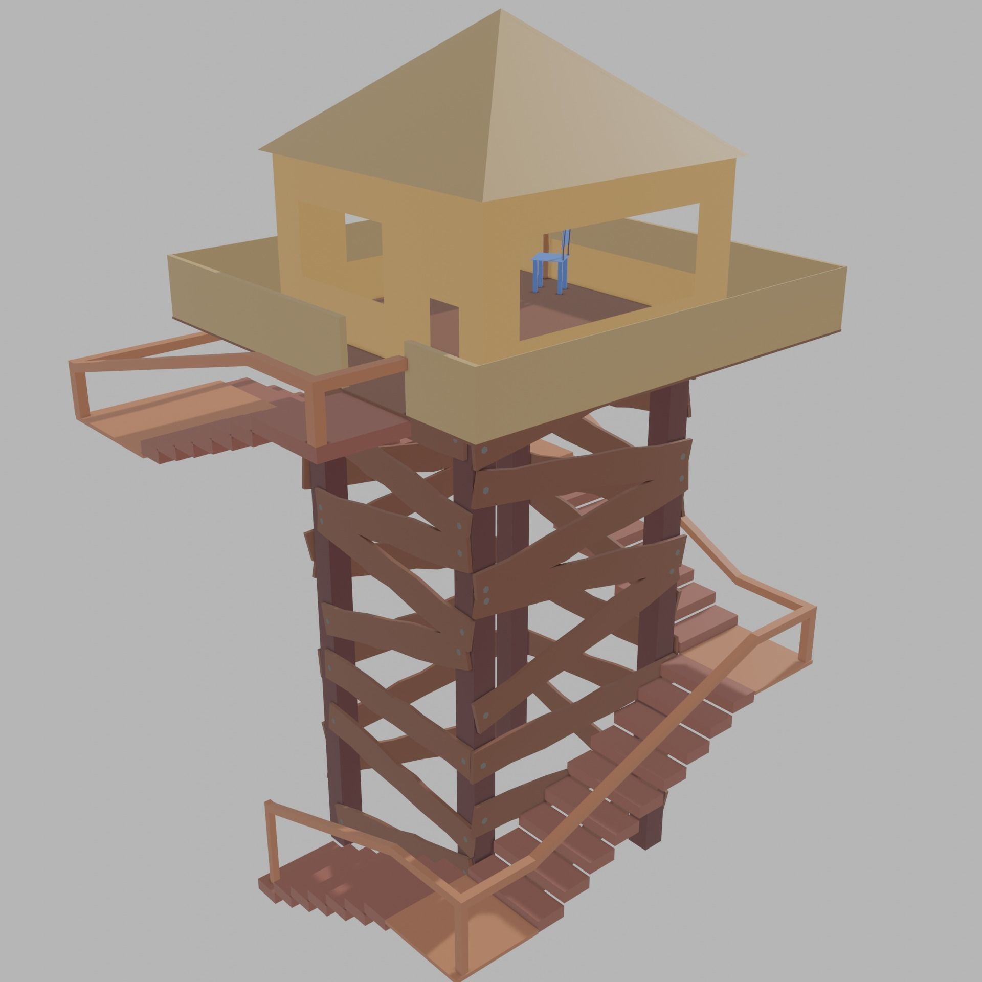 low poly watch tower free VR / AR / low-poly 3D model | CGTrader
