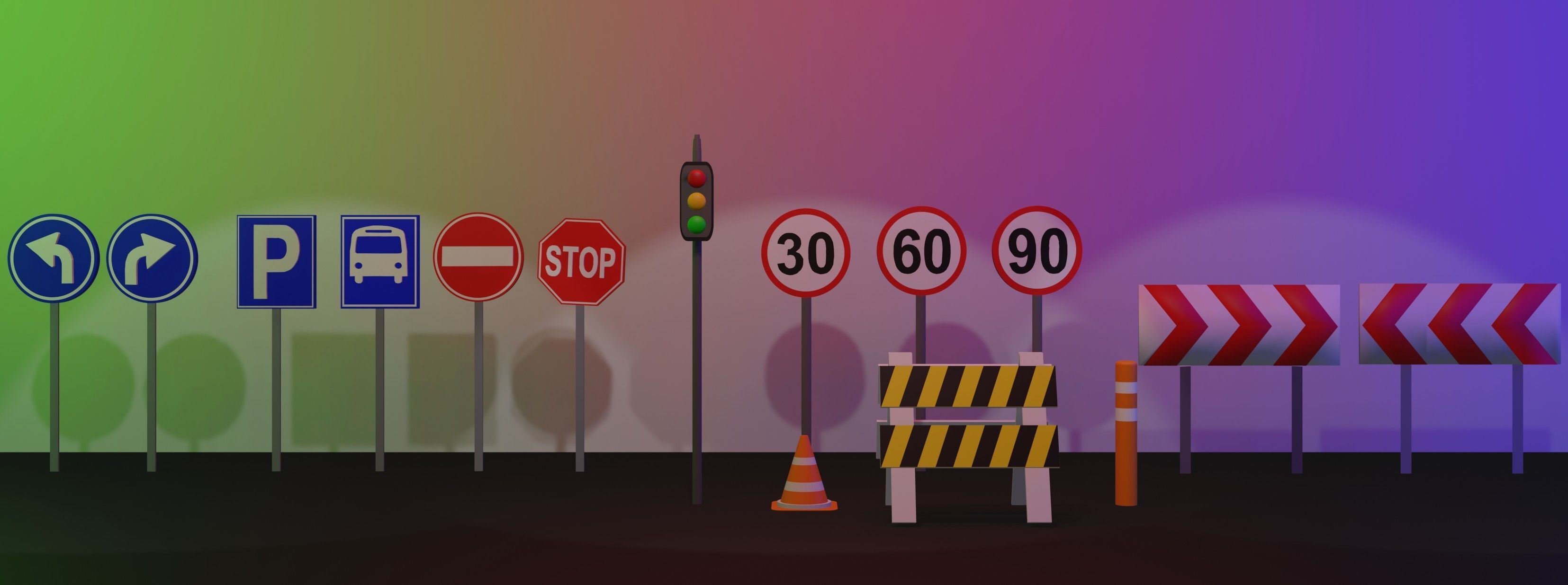 3D model Traffic Signs Low Poly 3D Models VR / AR / low-poly | CGTrader