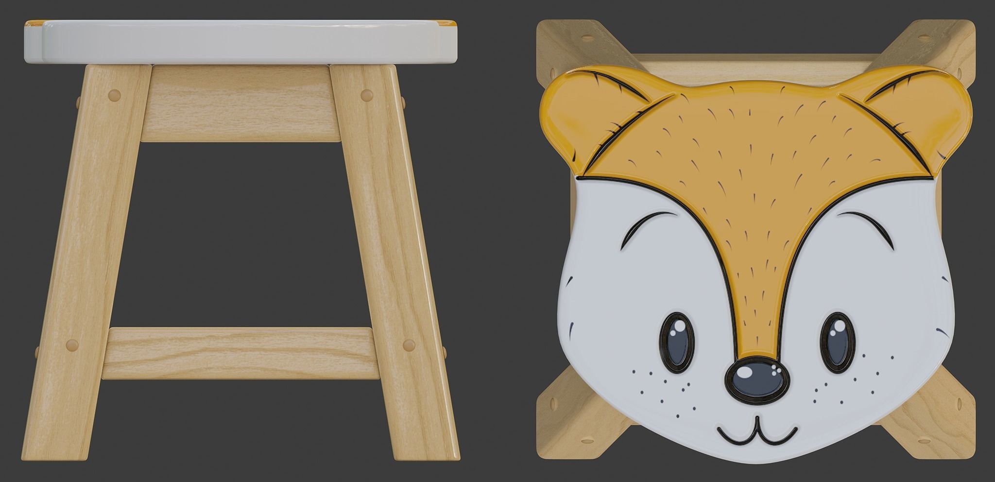 Child Step Stool Fox 3D model | CGTrader