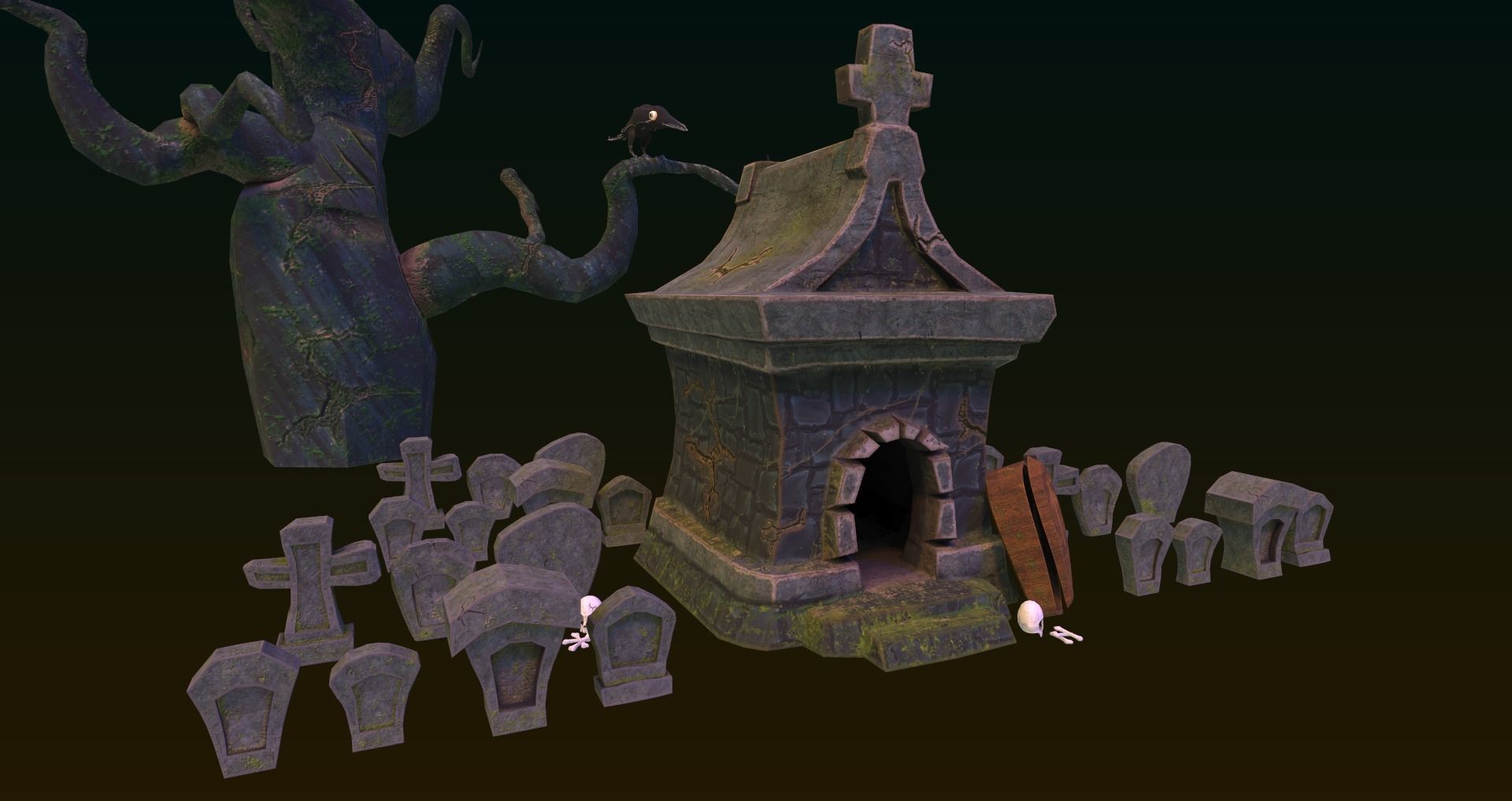 3D model Cartoon spooky low poly 3D models VR / AR / low-poly | CGTrader