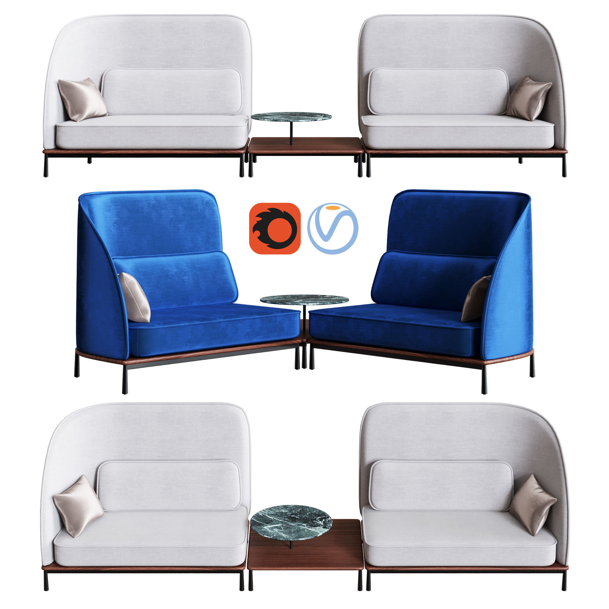 3D model Stellar Works - Arc Sofa Highback L R and Arc 1