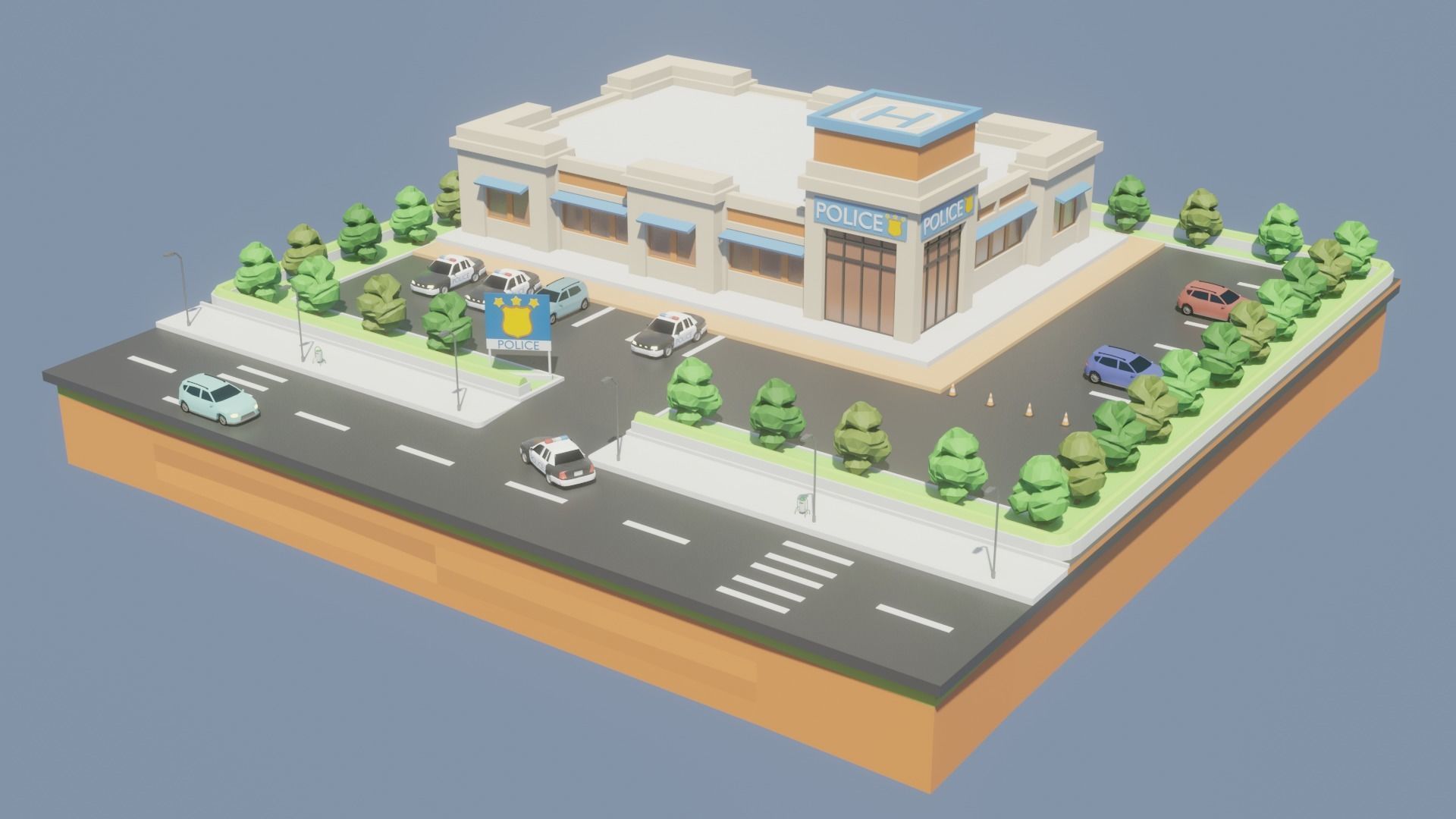3D model Low poly Police Station VR / AR / low-poly | CGTrader