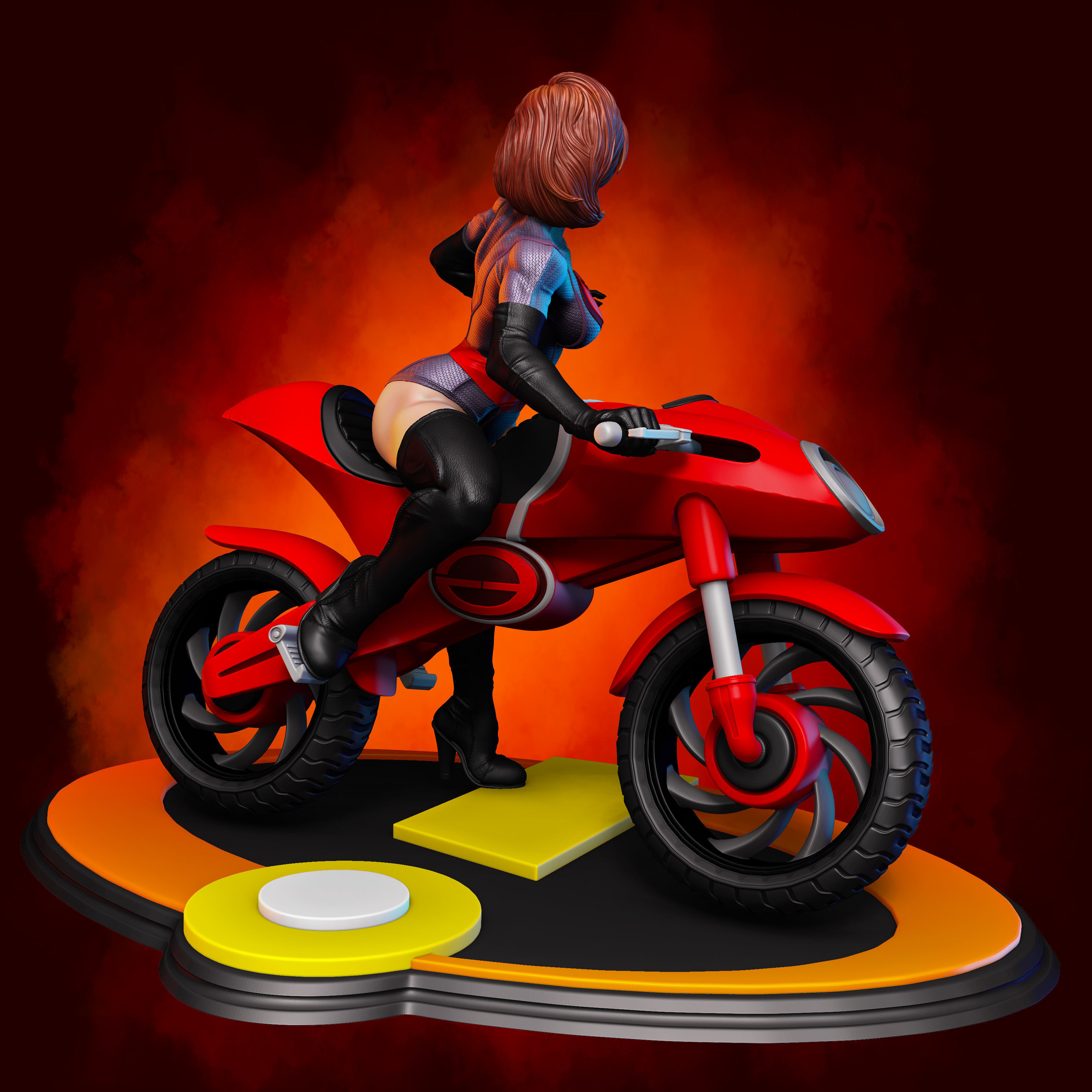 Elastigirl and Elasticycle - The Incredibles Fan Art 3D model 3D ...