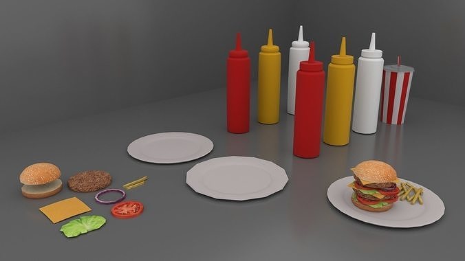 3D model Fast Food Pack 01 Burger VR / AR / low-poly | CGTrader