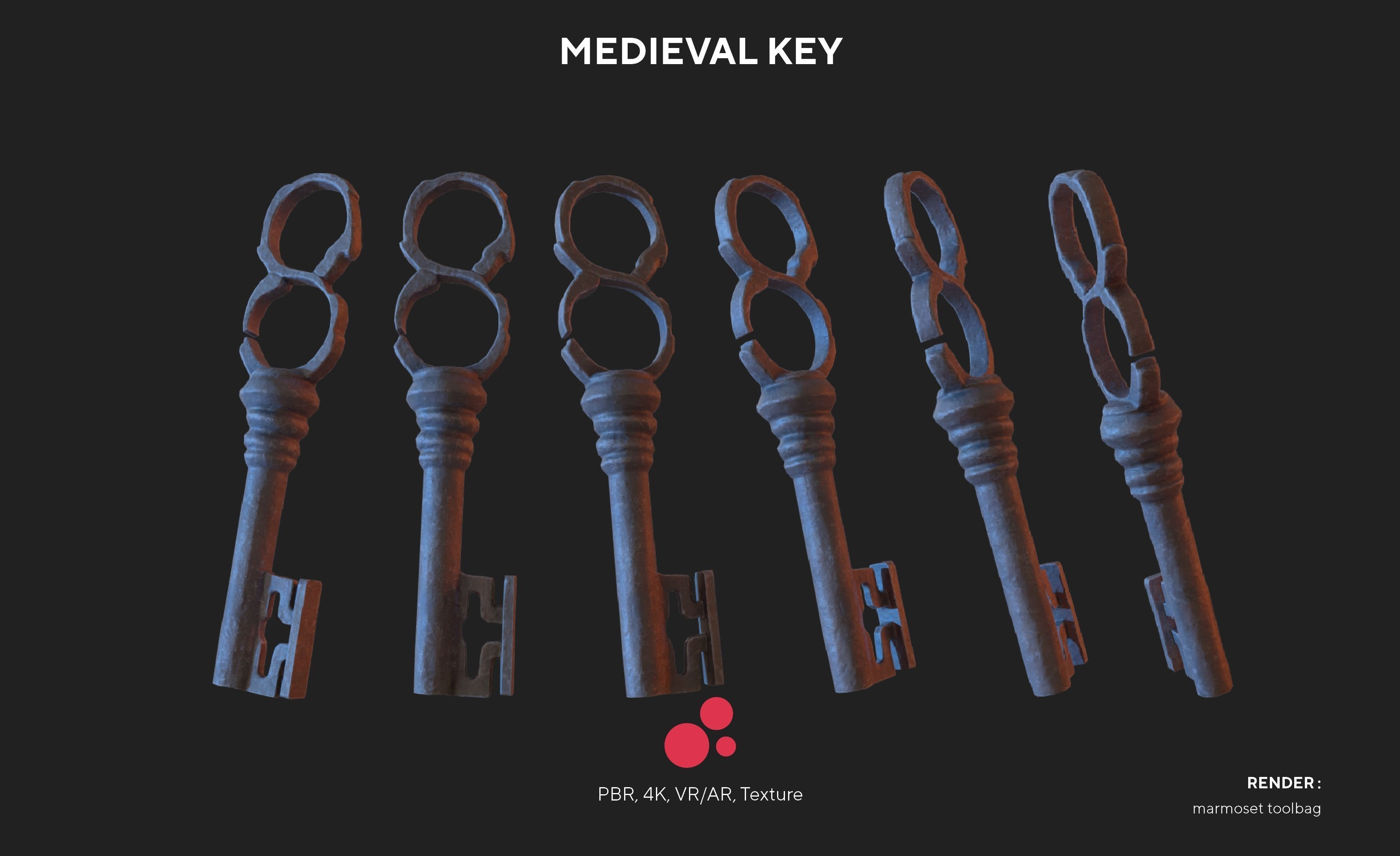 3D model Medieval Keys Set 02 AR low-poly 3D model VR / AR / low-poly ...
