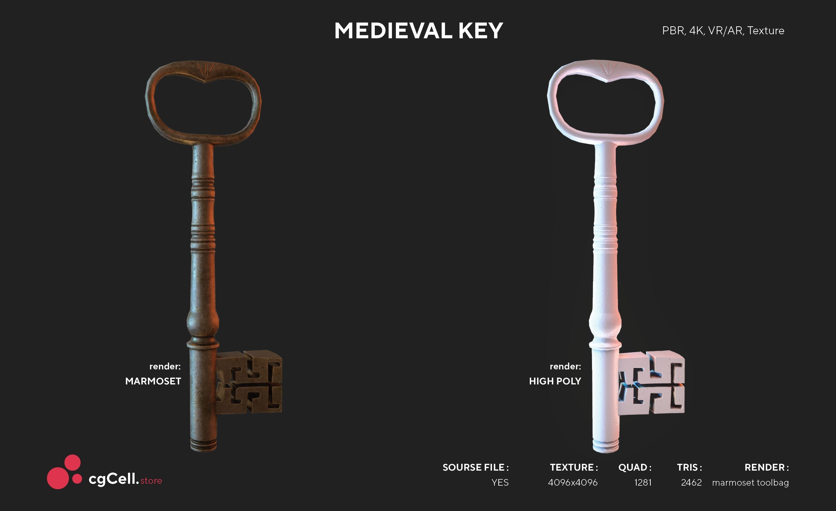 3D model Medieval Keys Set 02 AR low-poly 3D model VR / AR / low-poly ...