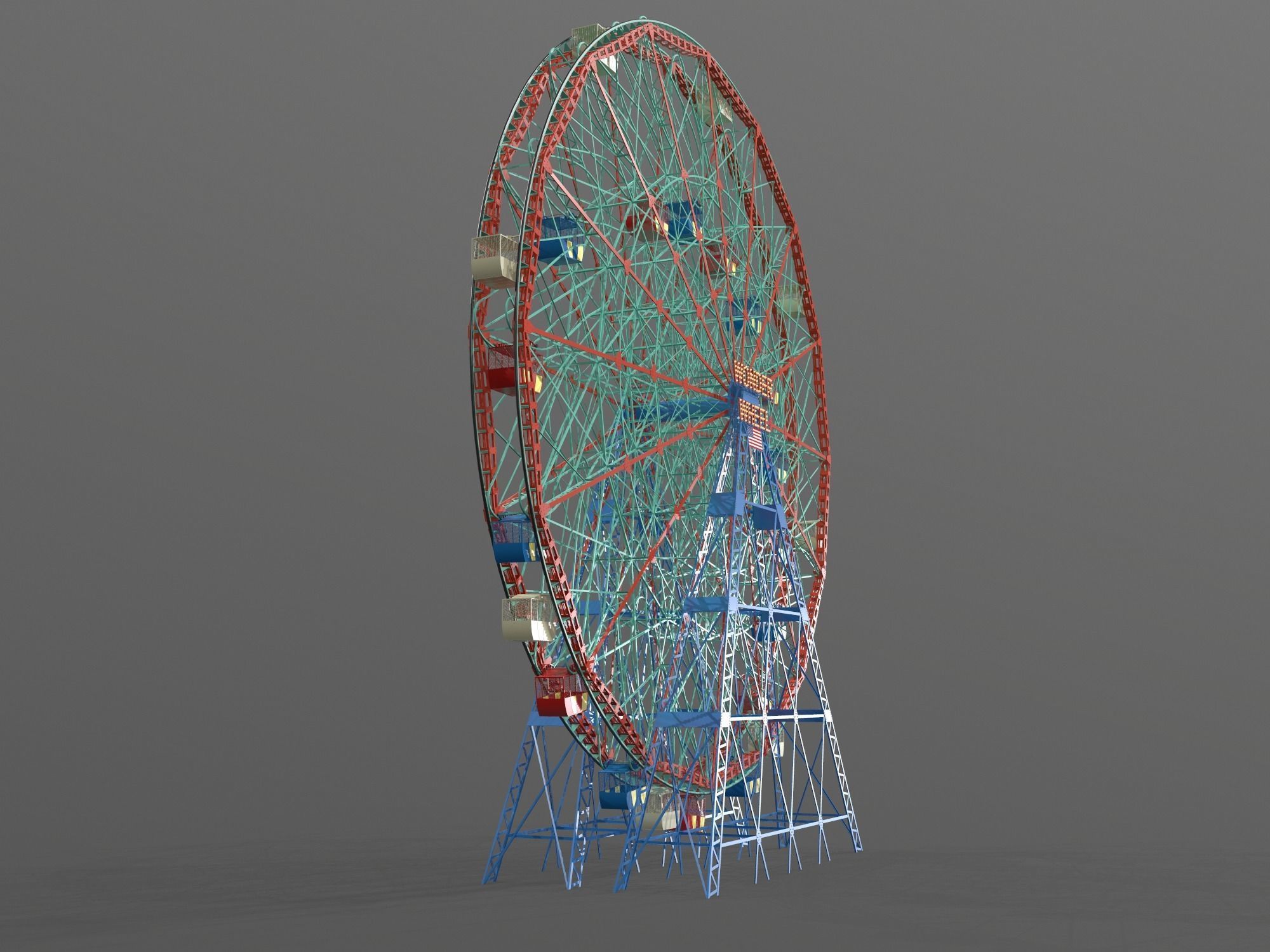 Denos Wonder Wheel Coney Island Carousel 3D model | CGTrader