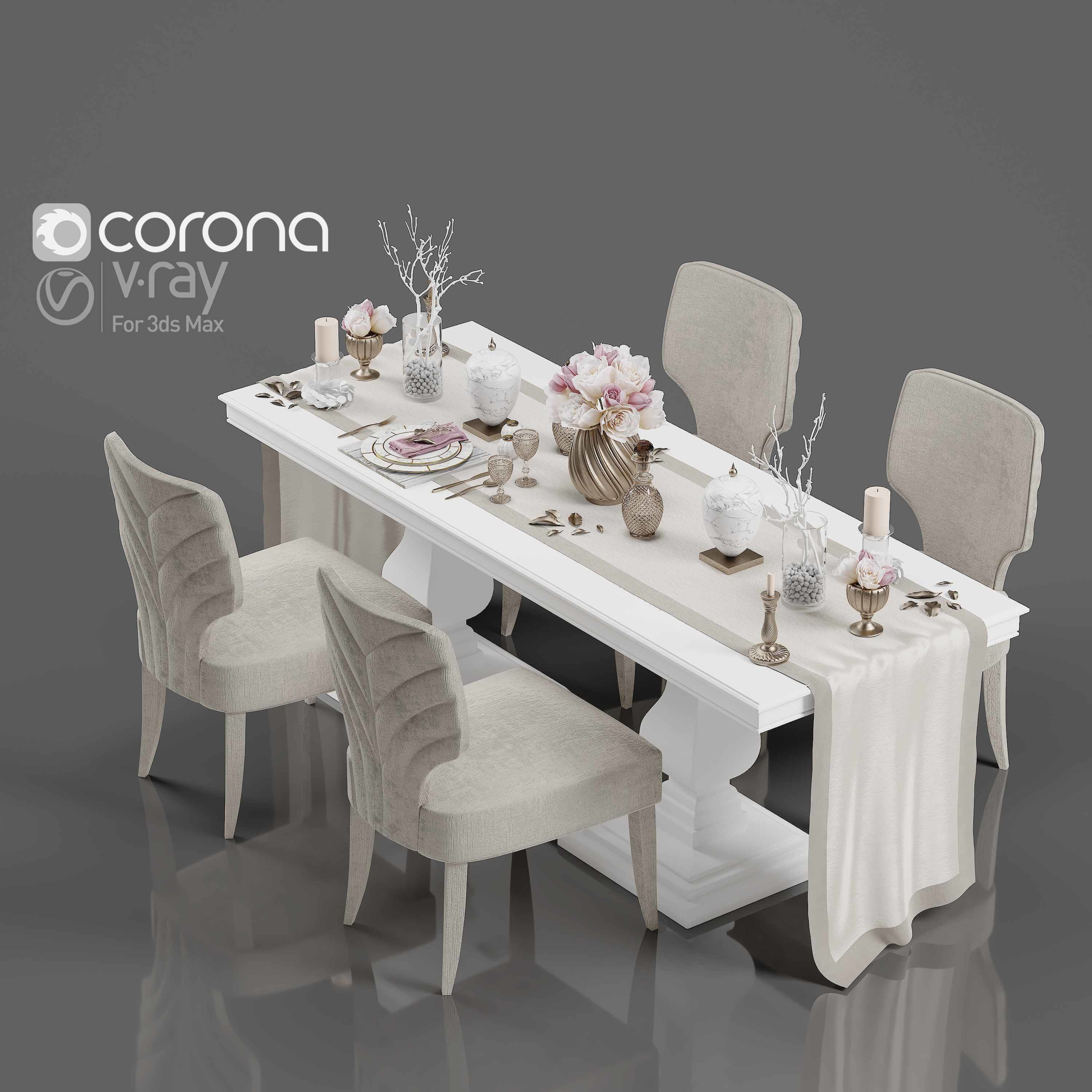 Tenarchstudio Dining Table-Decor Render Ready Vray - Corona 3D model ...