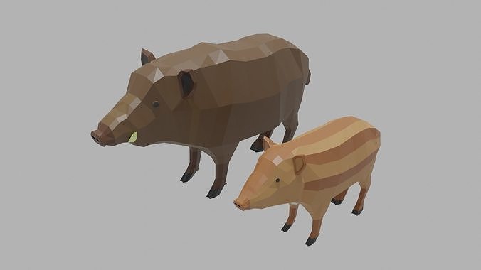 3D model Cartoon Boar Family VR / AR / low-poly | CGTrader