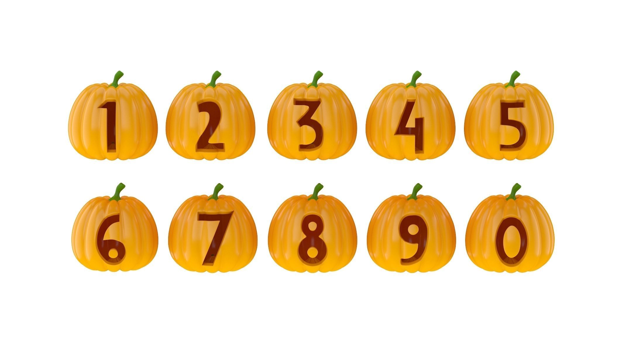 Halloween Pumpkin Numbers 3D model | CGTrader