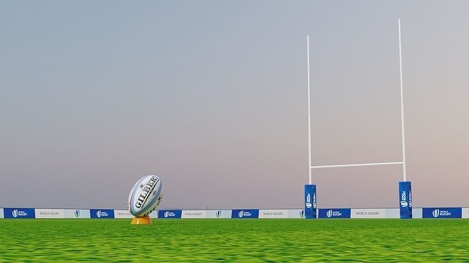 rugby field with goals 3D model | CGTrader