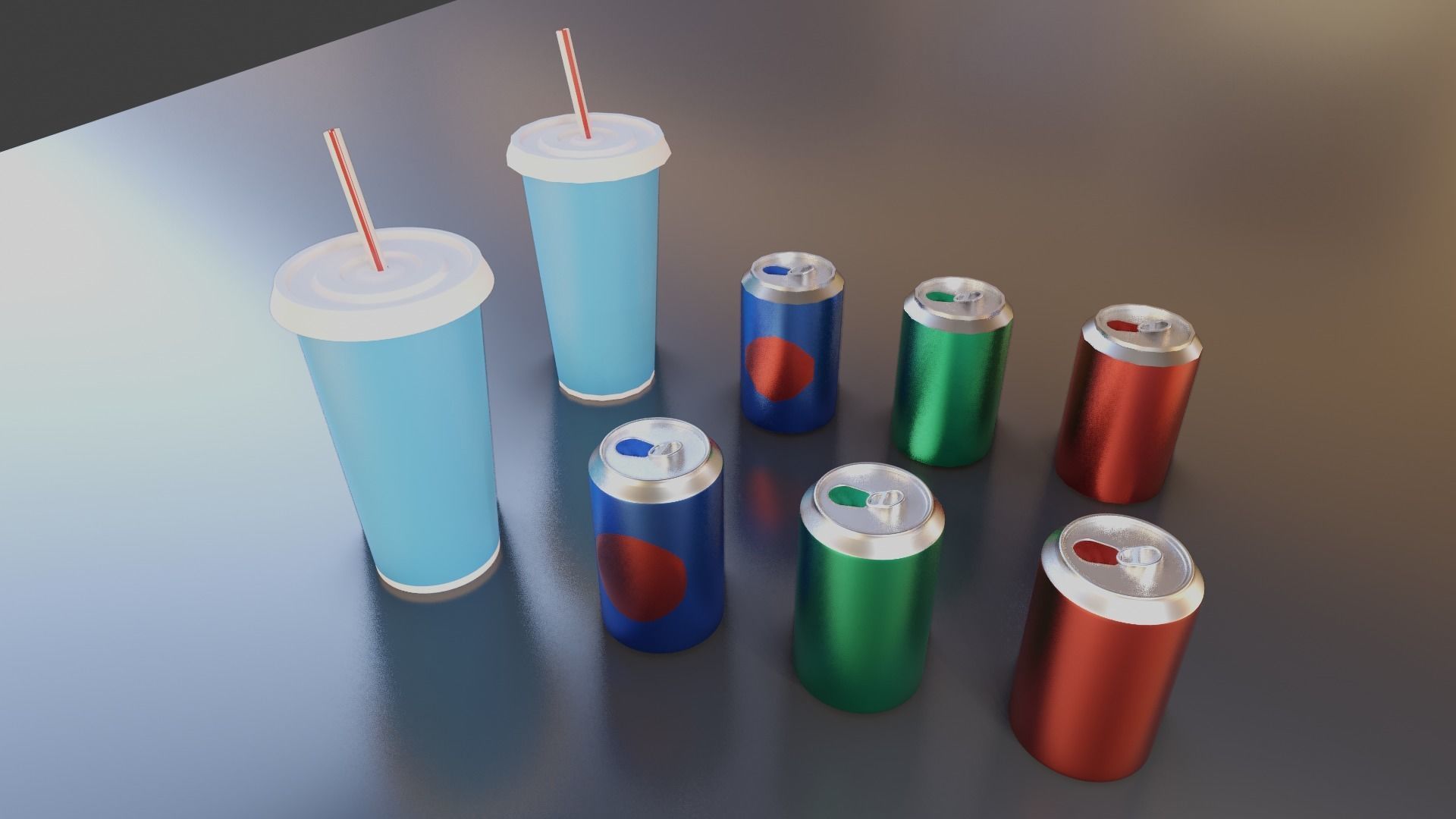 3D model Low Poly Cup and Cans | CGTrader