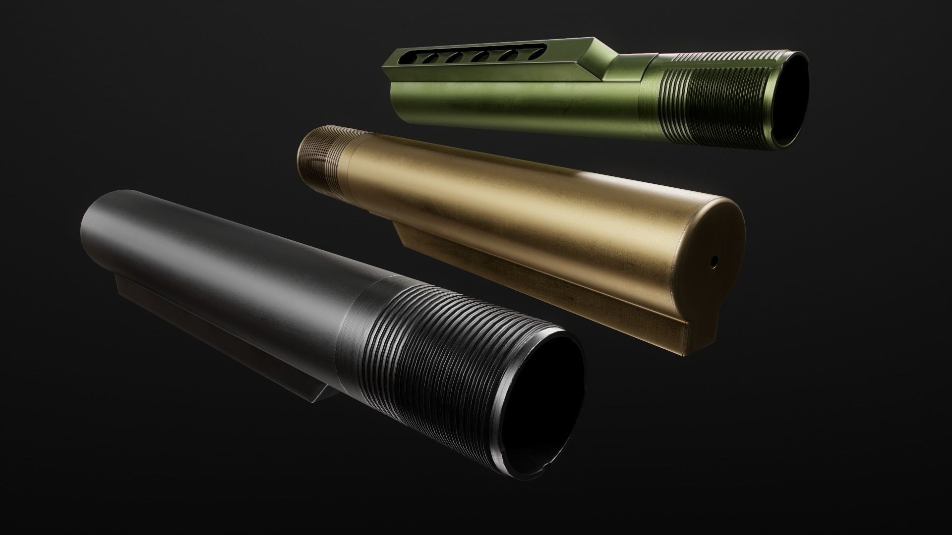 AR15 Carbine Buffer Tubes collection free VR / AR / low-poly 3D model ...