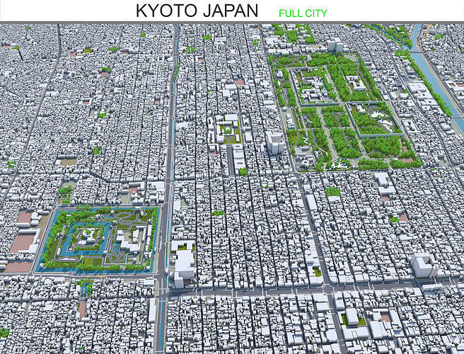 3D model Kyoto City in Japan 80km VR / AR / low-poly | CGTrader
