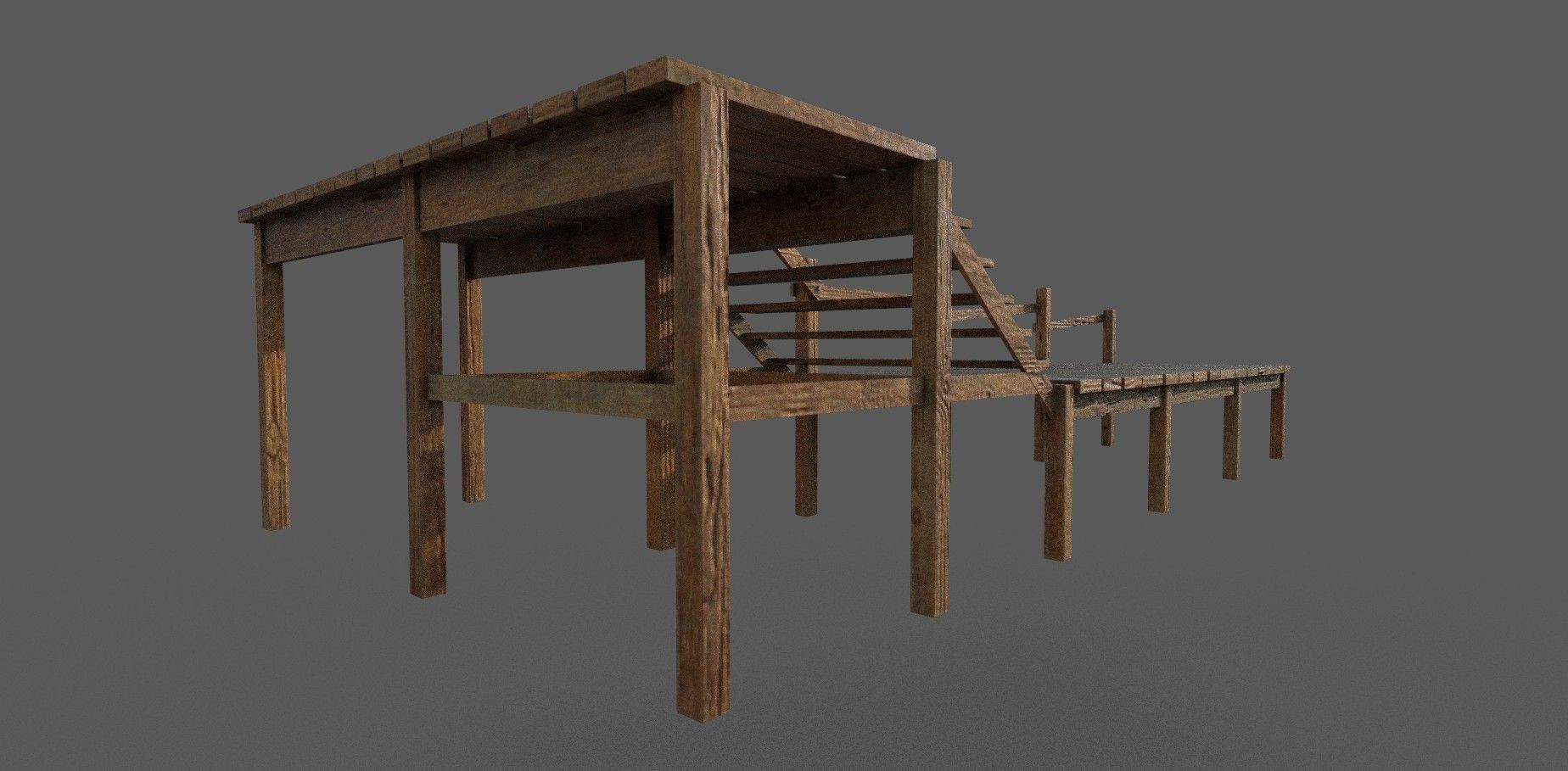3D model wooden pier Low-poly 3D model VR / AR / low-poly | CGTrader