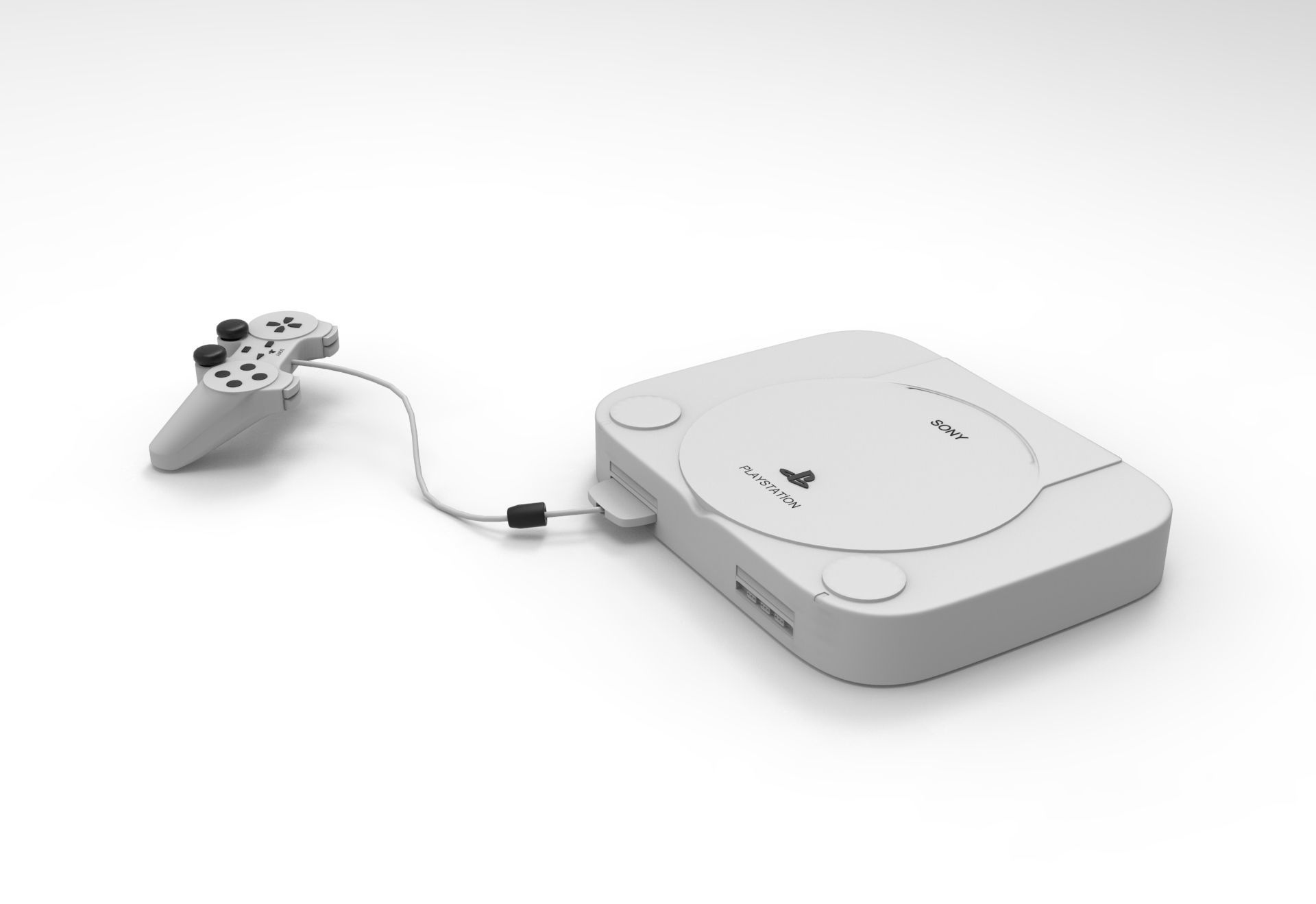 3D model Playstation-1 playstation console connected to controller VR ...