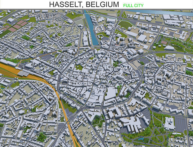 3D model Hasselt City in Belgium 30Km VR / AR / low-poly | CGTrader
