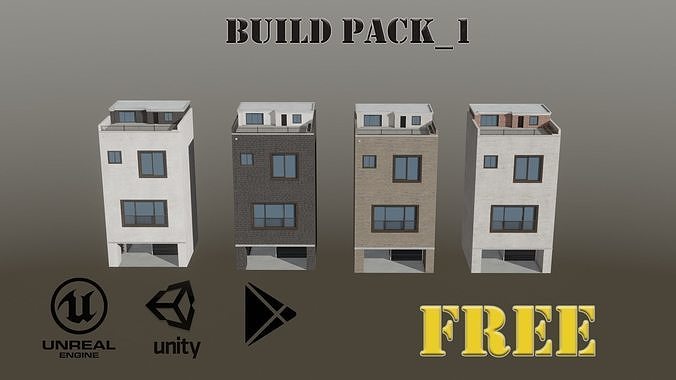 Building FREE Pack 1 free VR / AR / low-poly 3D model | CGTrader