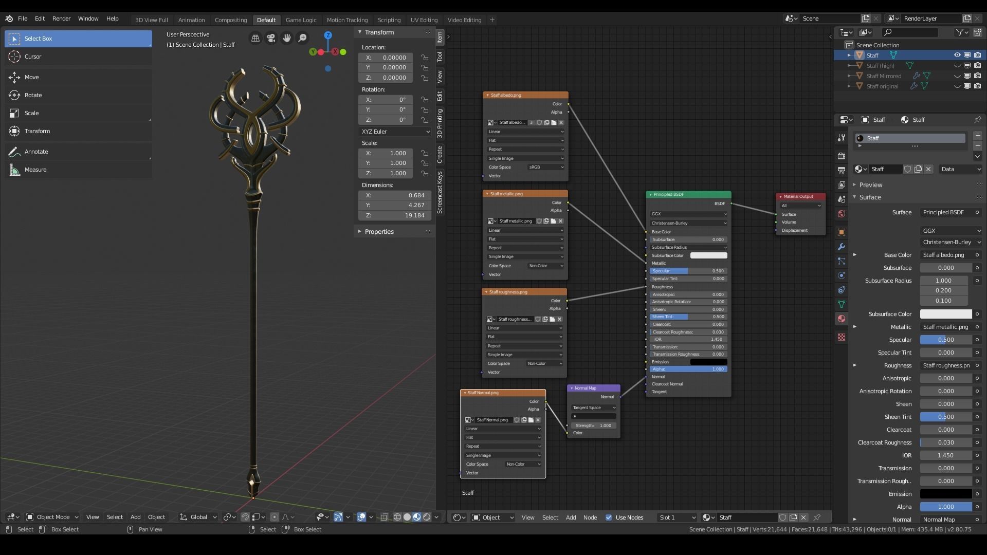 3D model Magic Staff or Scepter VR / AR / low-poly | CGTrader