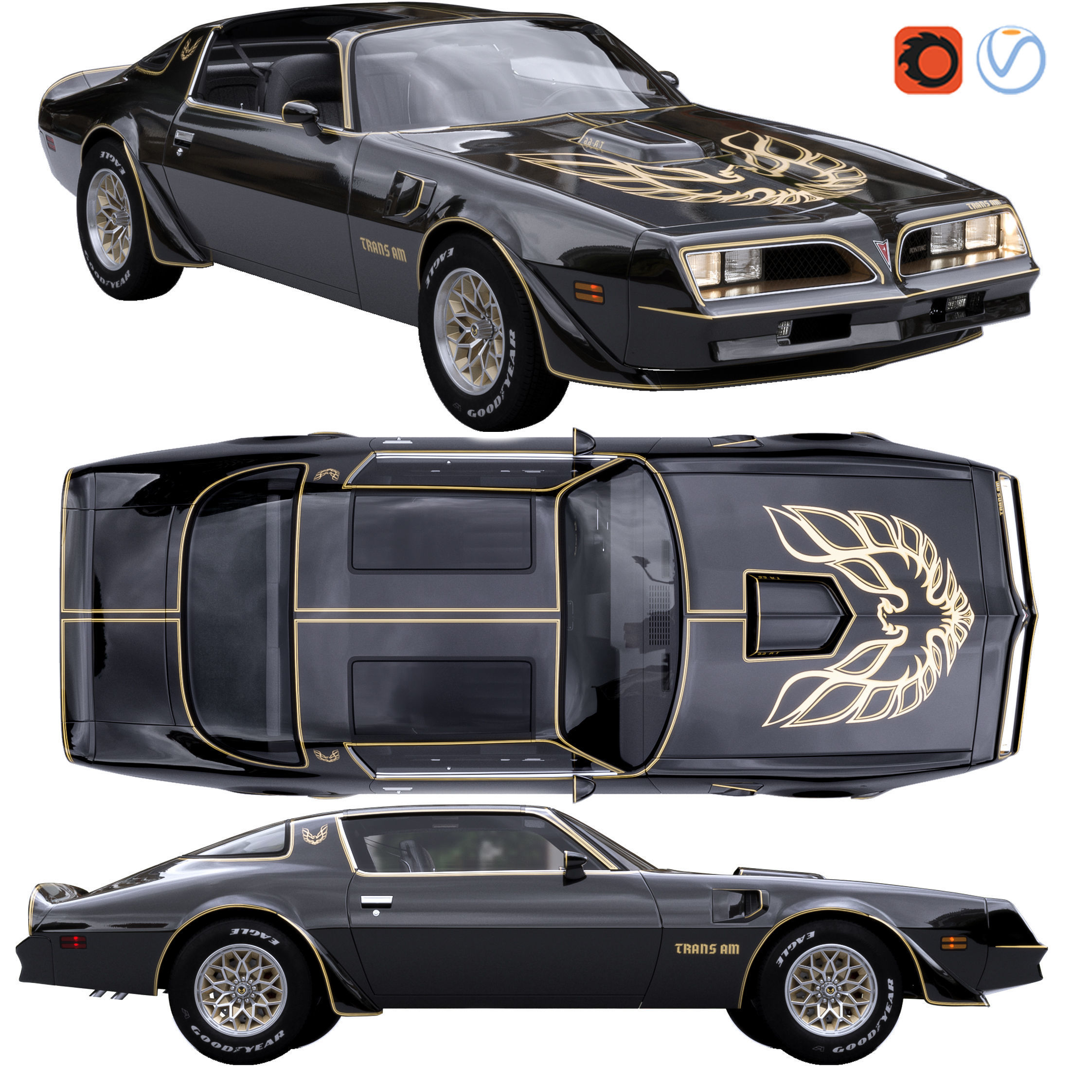 Pontiac Firebird Trans Am 1977 T-Top 3D model | CGTrader