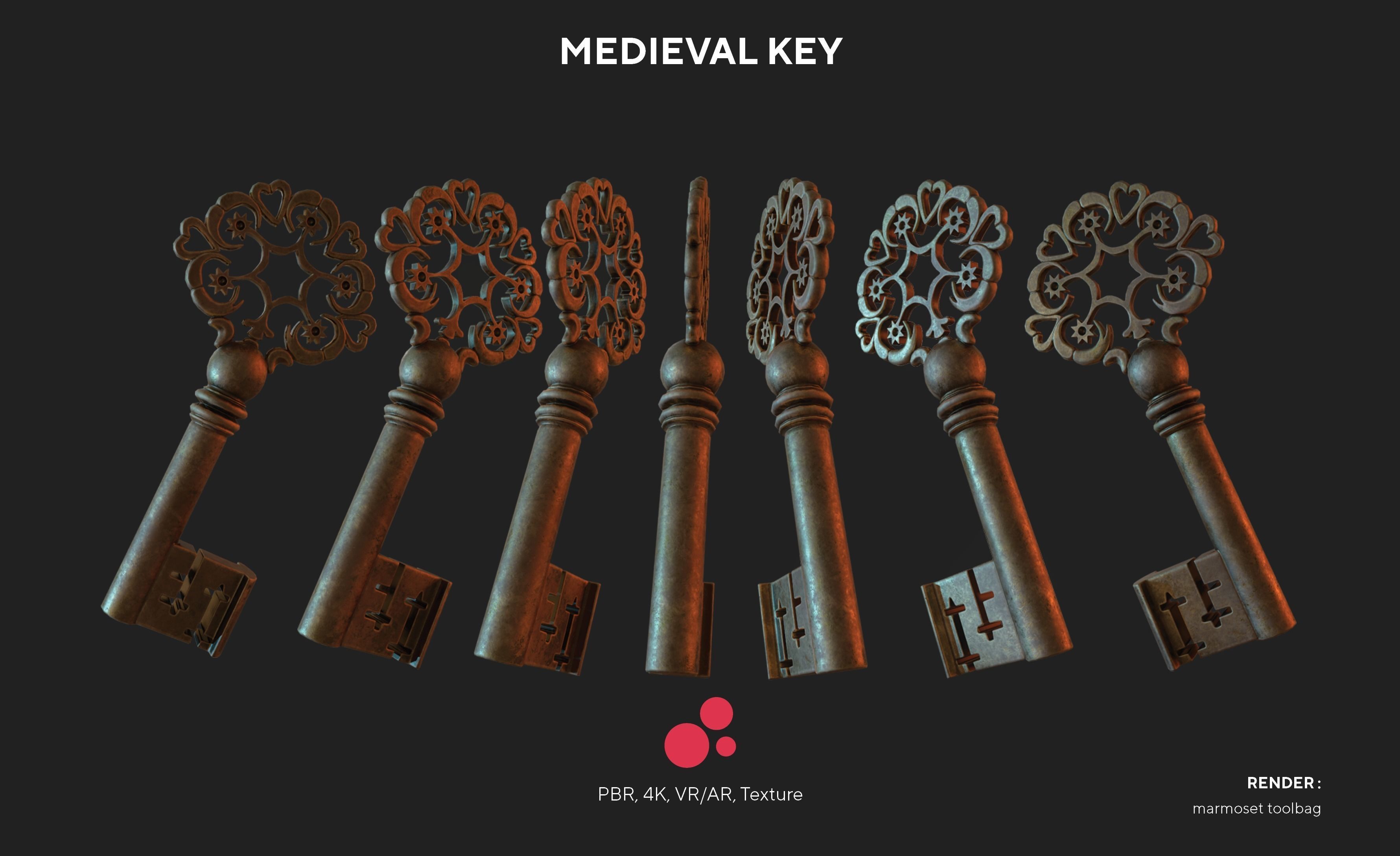 3D model Medieval Keys Set 04 AR low-poly 3D model VR / AR / low-poly ...