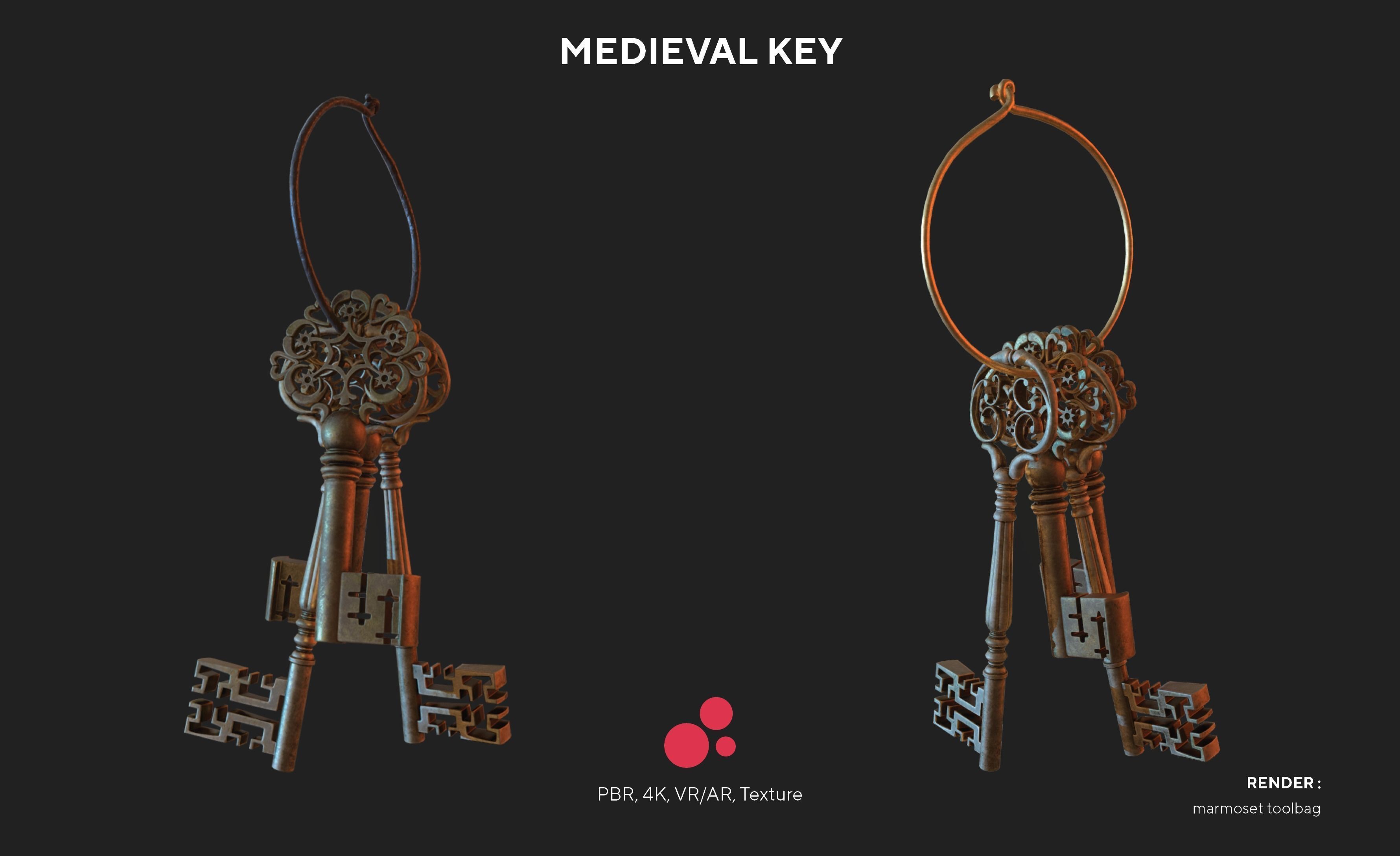 3D model Medieval Keys Set 04 AR low-poly 3D model VR / AR / low-poly ...