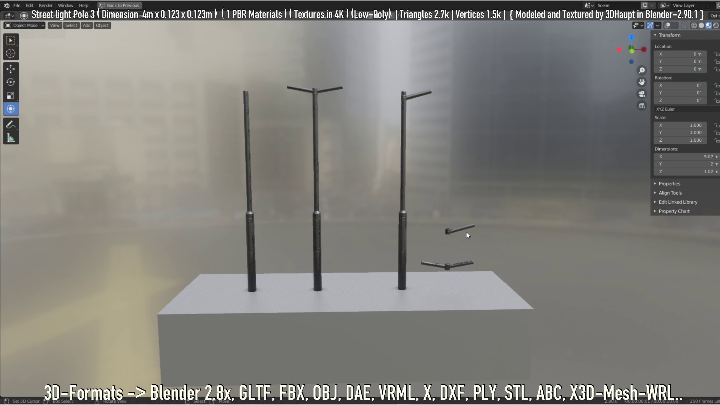 3D model Low-poly street light pole 3 VR / AR / low-poly | CGTrader