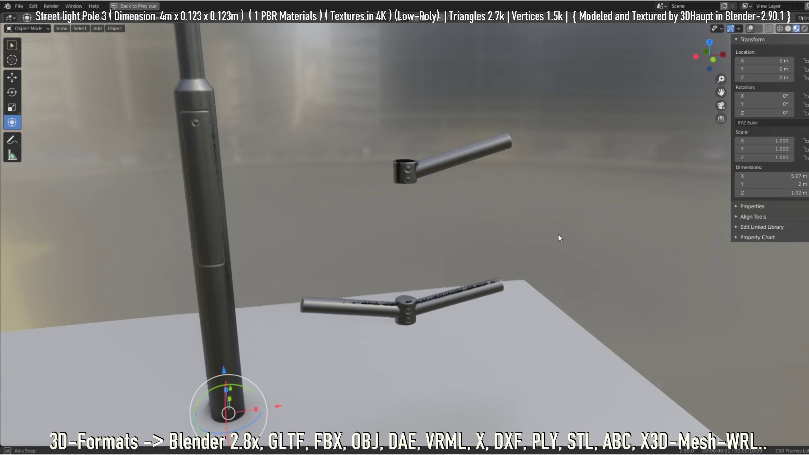 3D model Low-poly street light pole 3 VR / AR / low-poly | CGTrader