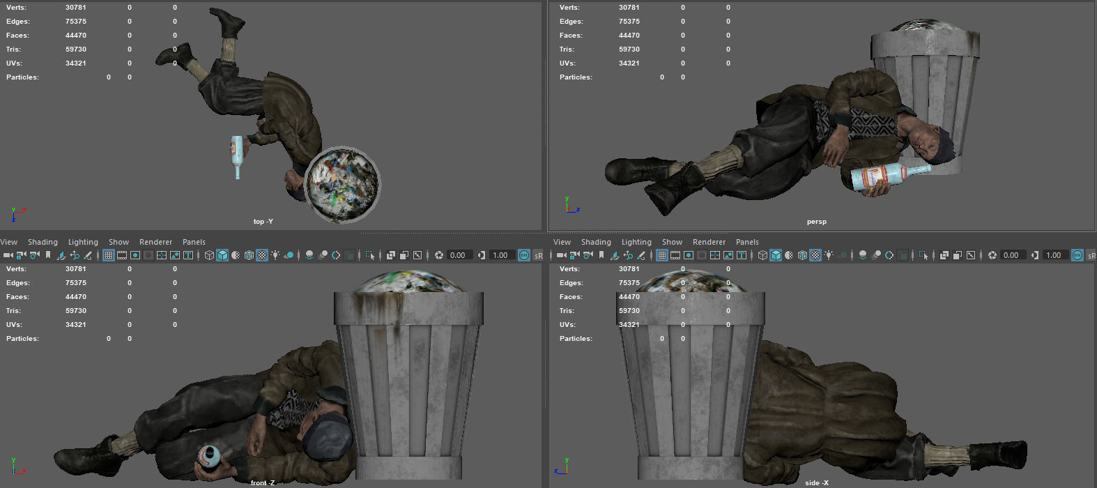 HOMELESS ALCOHOLIC pose 3D model | CGTrader