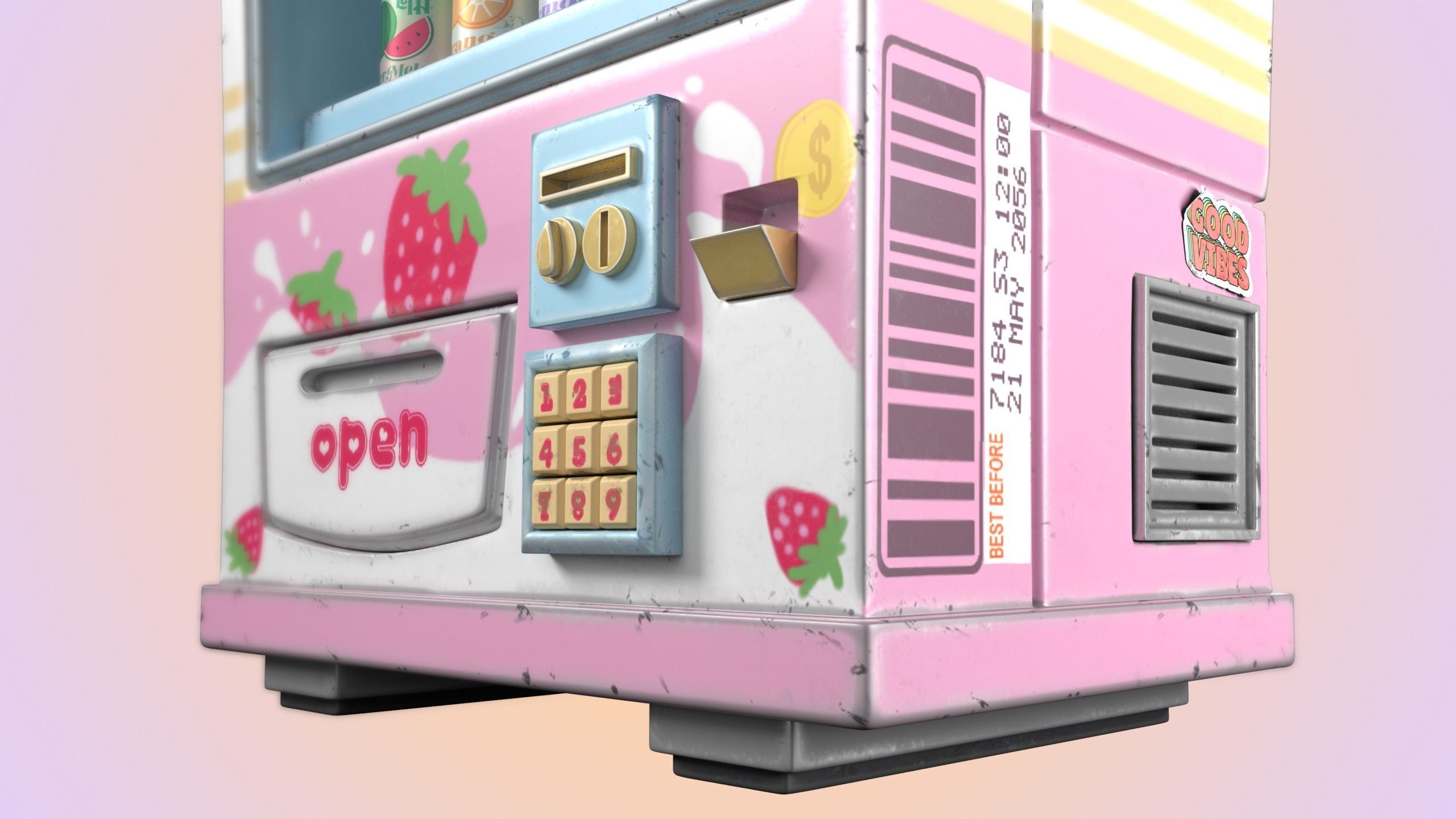 3D model Cute Stylized Vending Machine PBR Low Poly VR / AR / low-poly ...