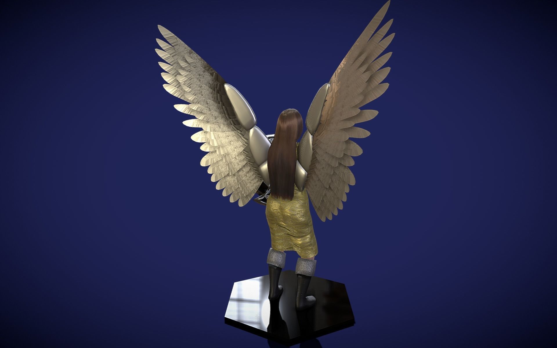 3D model Angel-Knight statue of angel holding sword and shield VR / AR ...