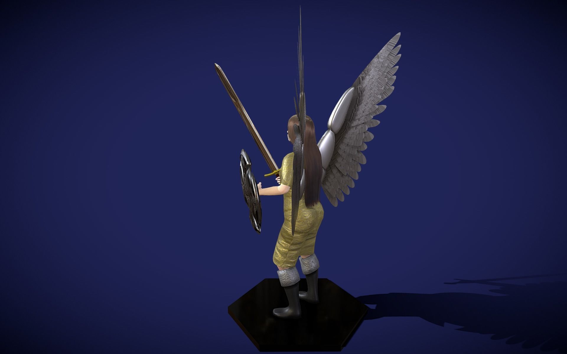 3D model Angel-Knight statue of angel holding sword and shield VR / AR ...