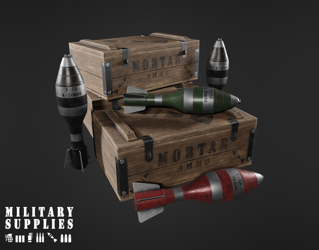 3D model Military Supplies Pack - Mortar Ammo Box VR / AR / low-poly ...