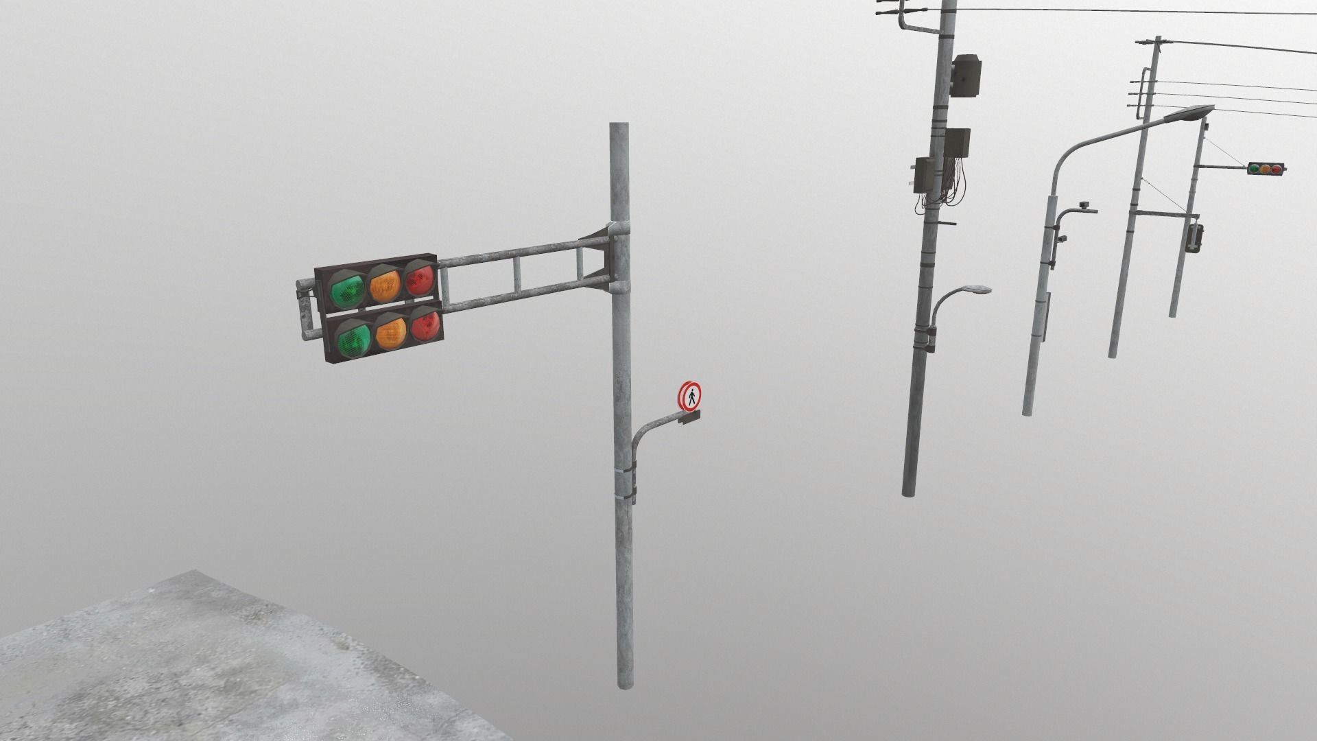 3D model Traffic Lights and Tokyo Poles - Textures VR / AR / low-poly ...