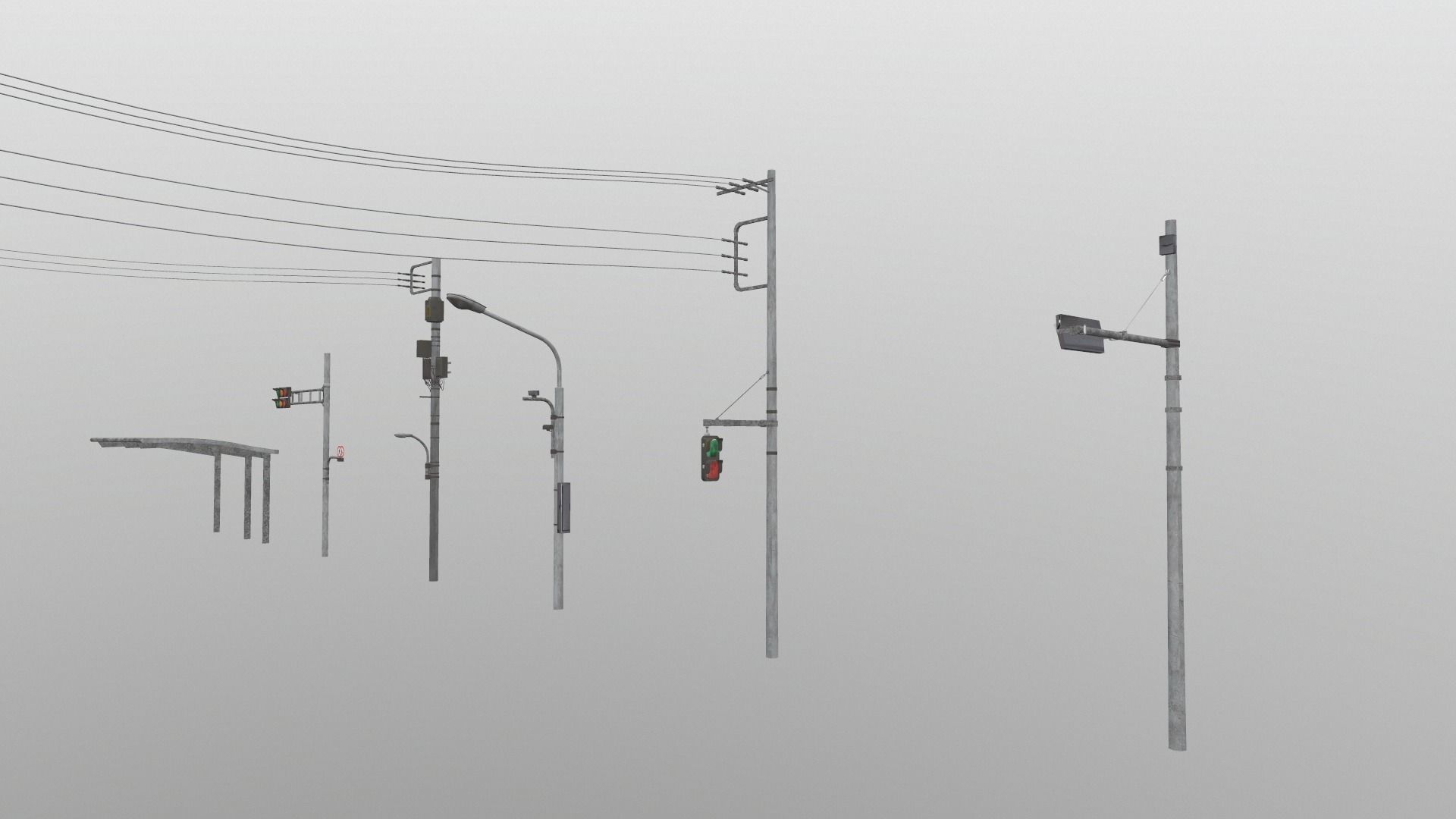 3D model Traffic Lights and Tokyo Poles - Textures VR / AR / low-poly ...
