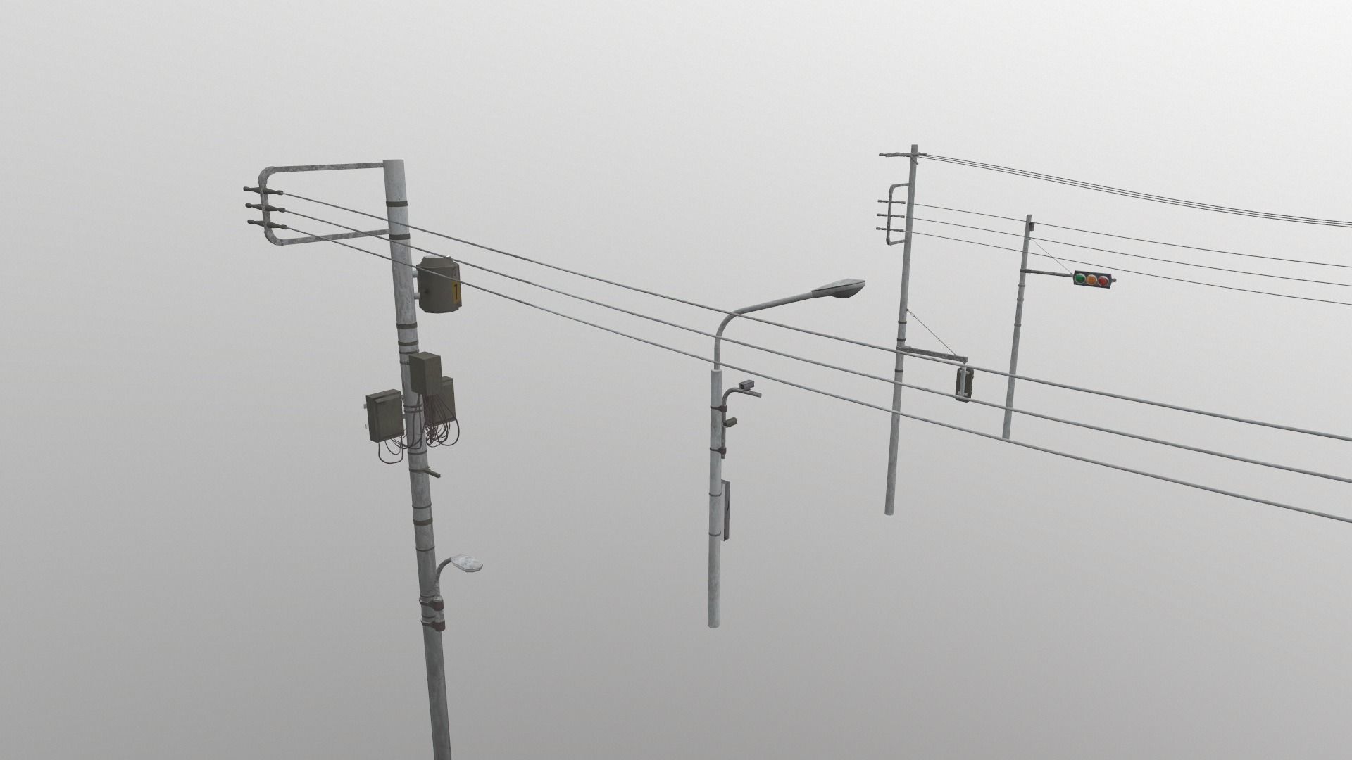 3D model Traffic Lights and Tokyo Poles - Textures VR / AR / low-poly ...
