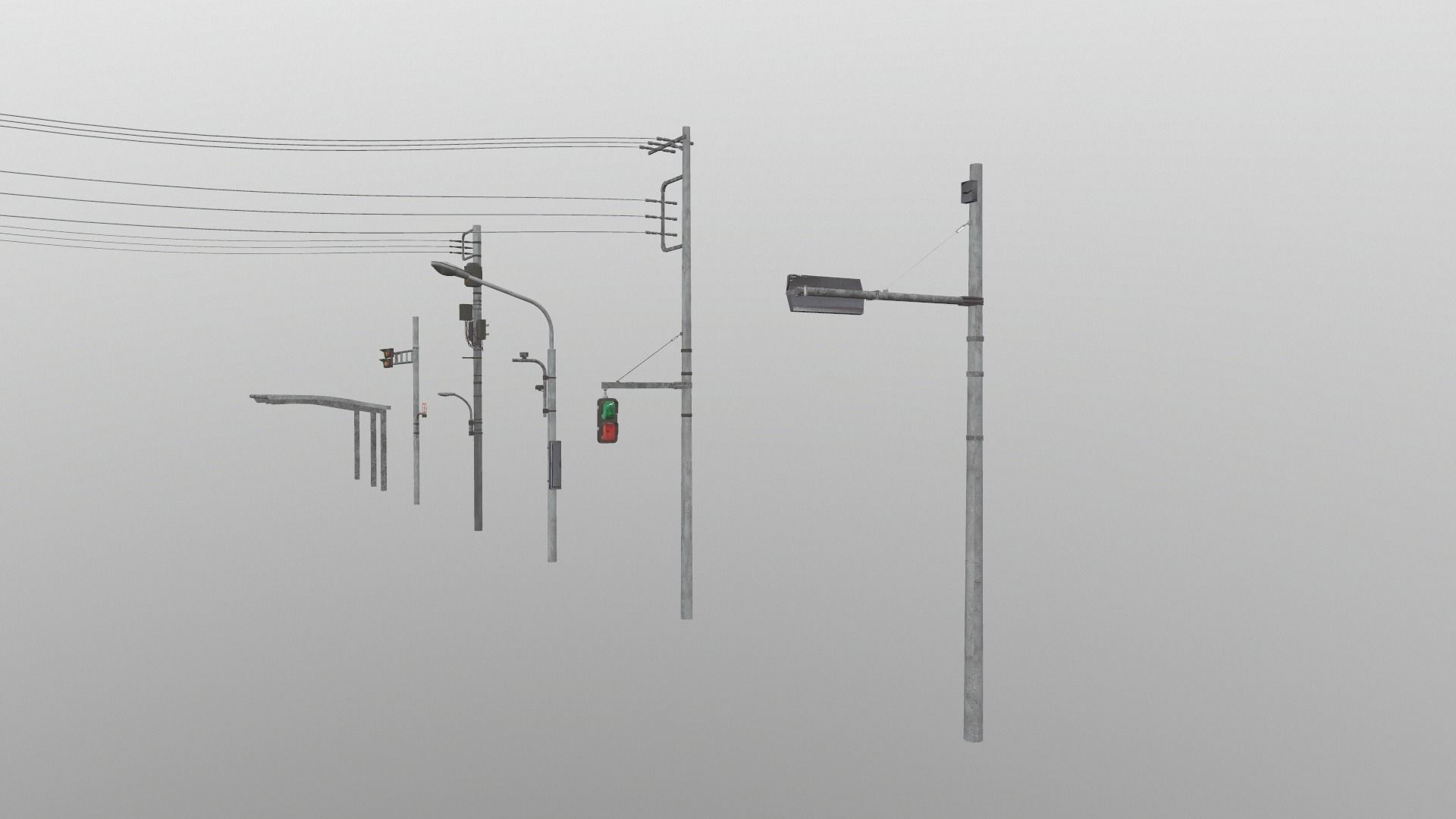 3D model Traffic Lights and Tokyo Poles - Textures VR / AR / low-poly ...