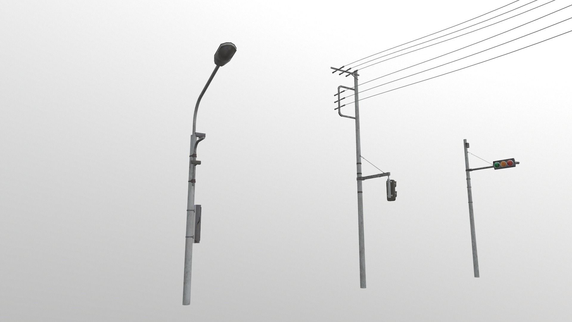 3D model Traffic Lights and Tokyo Poles - Textures VR / AR / low-poly ...
